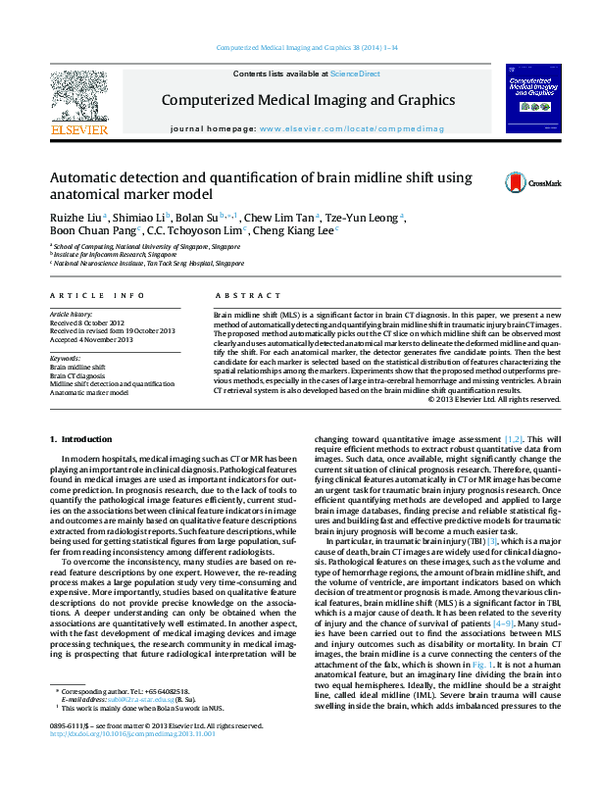 (PDF) Automatic detection and quantification of brain midline shift using anatomical marker model
