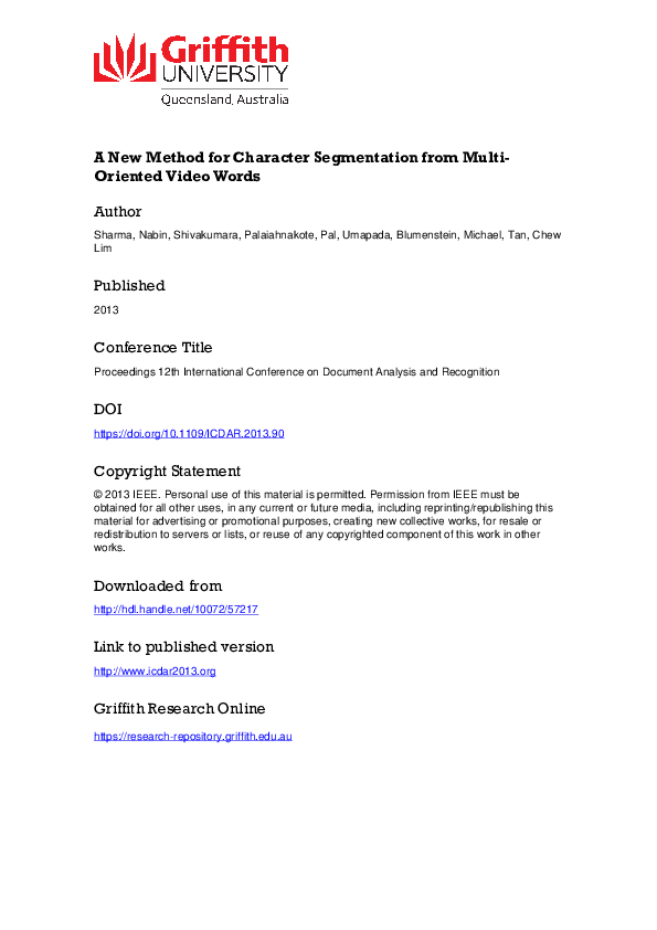 (PDF) A New Method for Character Segmentation from Multi-oriented Video Words | Chew Lim Tan ...