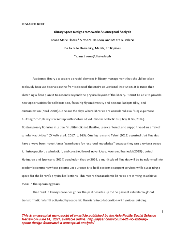 (PDF) Library Space Design Framework: A Conceptual Analysis