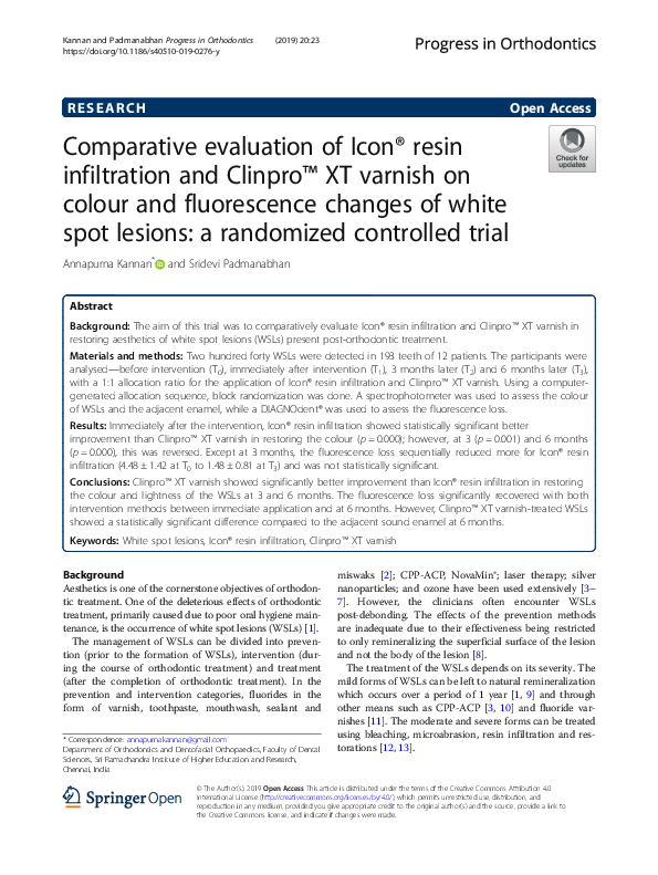 (PDF) Comparative evaluation of Icon® resin infiltration and Clinpro ...