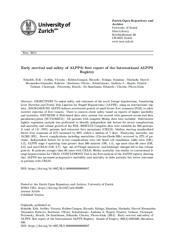 (PDF) Early Survival and Safety of ALPPS