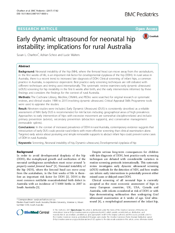 (PDF) Early dynamic ultrasound for neonatal hip instability ...