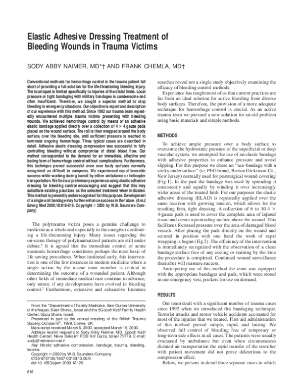 (PDF) Elastic adhesive dressing treatment of bleeding wounds in trauma ...