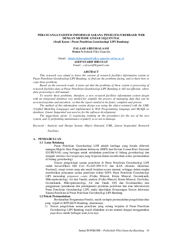 (PDF) PERANCANGAN SISTEM INFORMASI SARANA PENELITIAN BERBASIS WEB ...