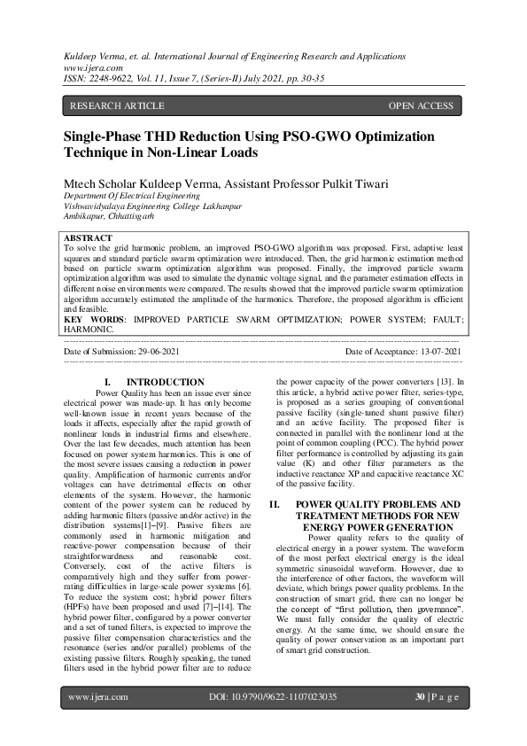 (PDF) Single-Phase THD Reduction Using PSO-GWO Optimization Technique ...