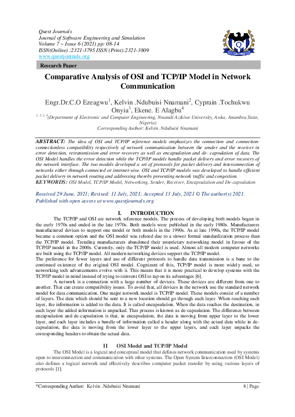 (PDF) Comparative Analysis of OSI and TCP/IP Model in Network Communication