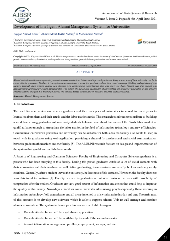 (PDF) Development of Intelligent Alumni Management System for Universities