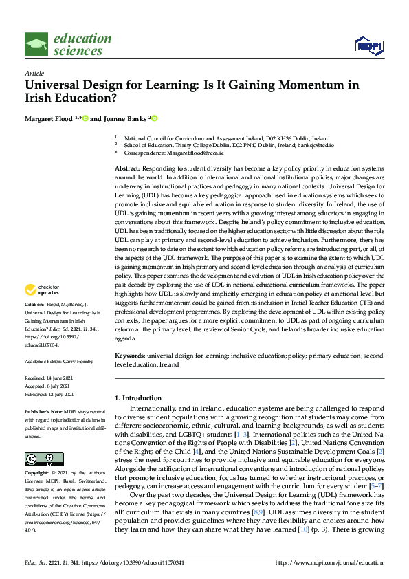 (PDF) Universal Design for Learning: Is It Gaining Momentum in Irish ...