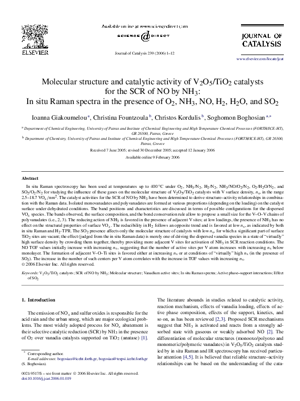 (PDF) Molecular structure and catalytic activity of V2O5/TiO2 catalysts ...