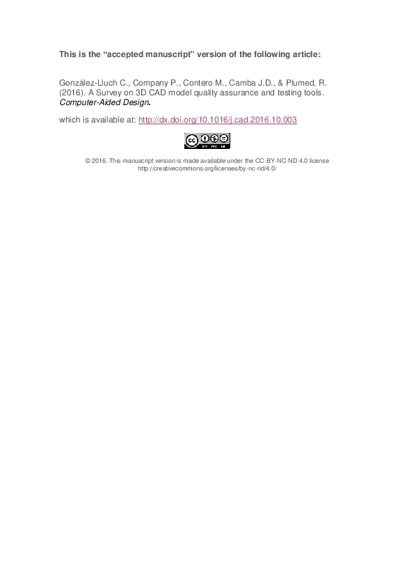 Pdf A Survey On 3d Cad Model Quality Assurance And Testing Tools