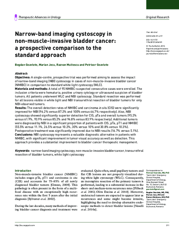 (PDF) Narrow-band imaging cystoscopy in non-muscle-invasive bladder ...