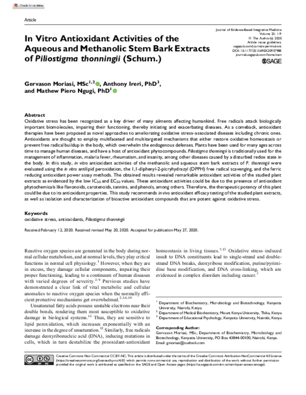 (PDF) In Vitro Antioxidant Activities of the Aqueous and Methanolic Stem Bark Extracts of ...