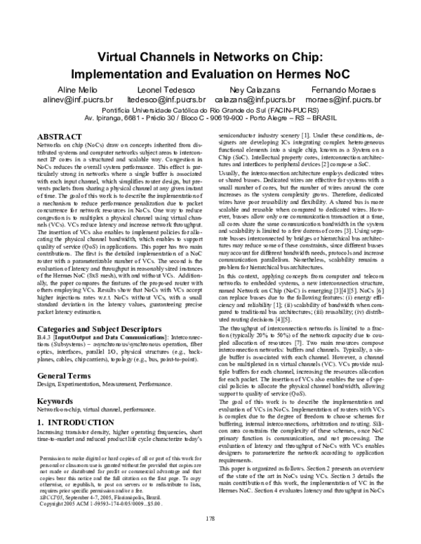 (PDF) Virtual channels in networks on chip: implementation and evaluation on hermes NoC