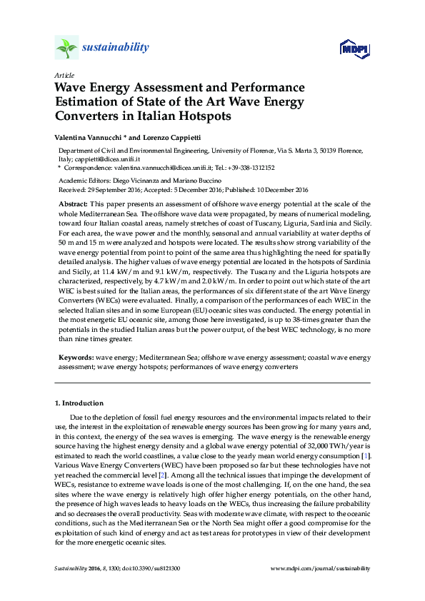 (PDF) Wave Energy Assessment and Performance Estimation of State of the ...