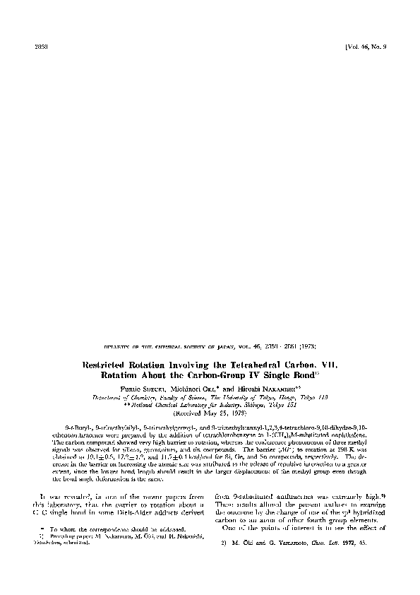 (PDF) Restricted Rotation Involving the Tetrahedral Carbon. VII ...