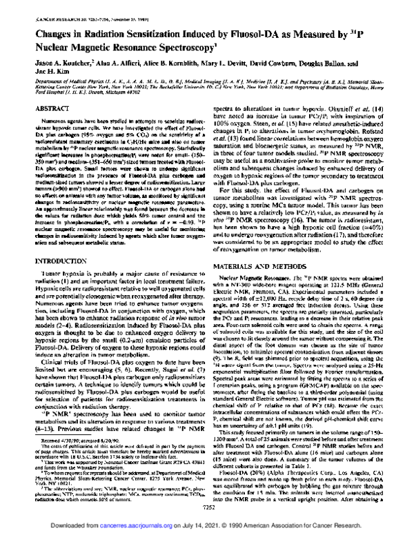 (PDF) Changes in radiation sensitization induced by Fluosol-DA as ...