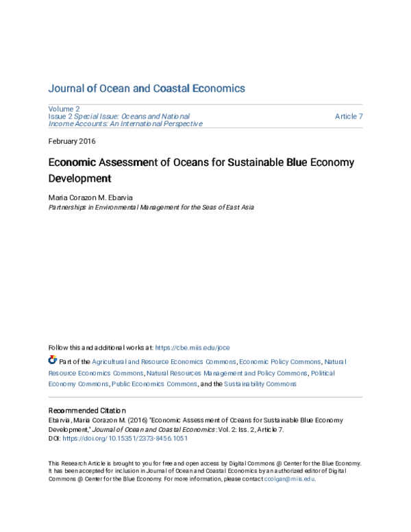 (PDF) Economic Assessment of Oceans for Sustainable Blue Economy ...