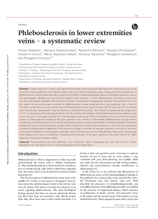 (PDF) Phlebosclerosis in lower extremities veins – a systematic review ...