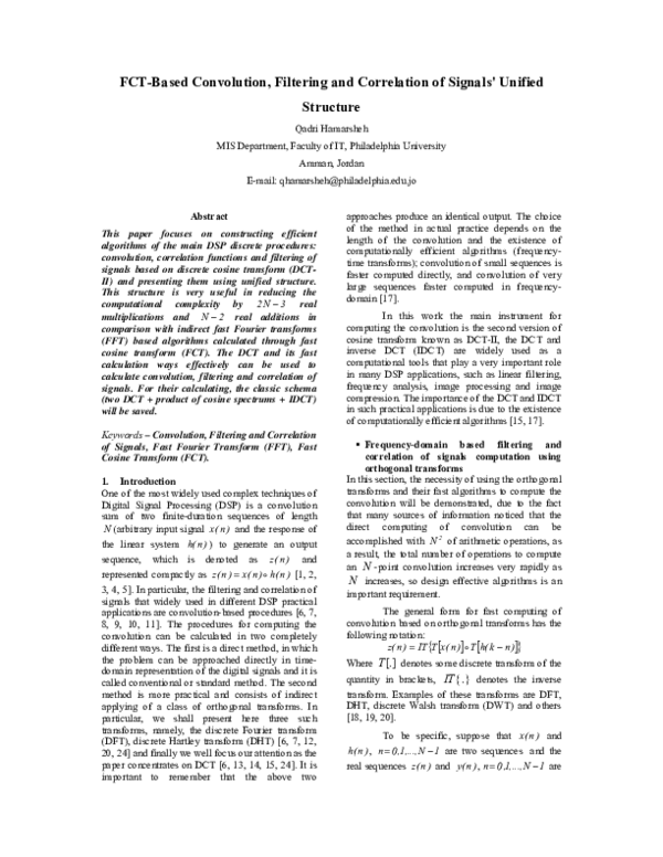 (PDF) FCT-Based Convolution, Filtering and Correlation of Signals ...