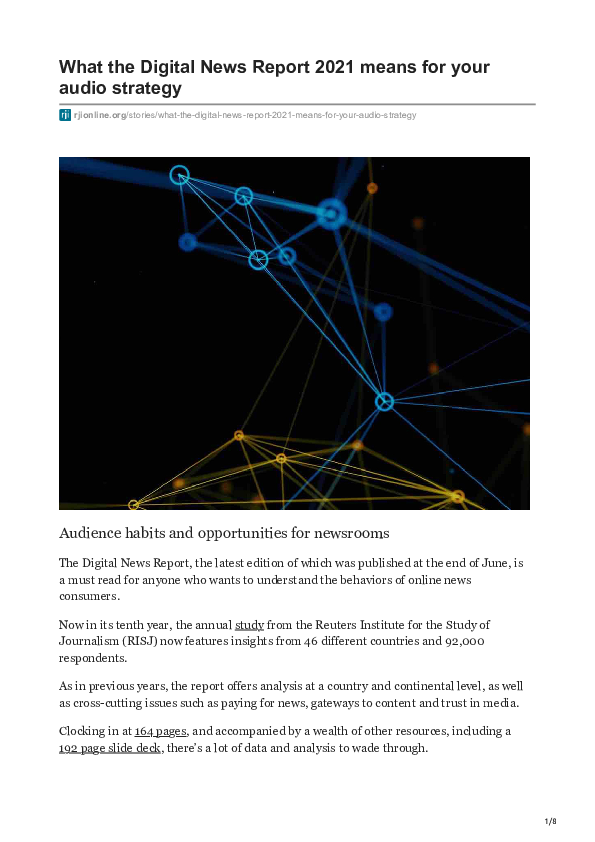(PDF) What the Digital News Report 2021 means for your audio strategy