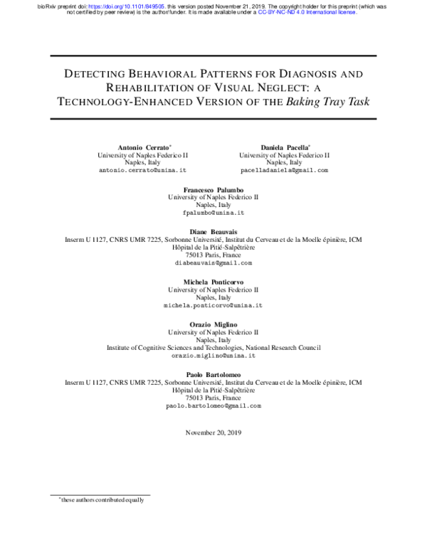 (PDF) Detecting behavioral patterns for diagnosis and rehabilitation of ...