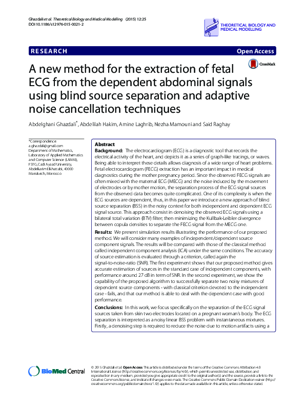 (PDF) A new method for the extraction of fetal ECG from the dependent abdominal signals using ...