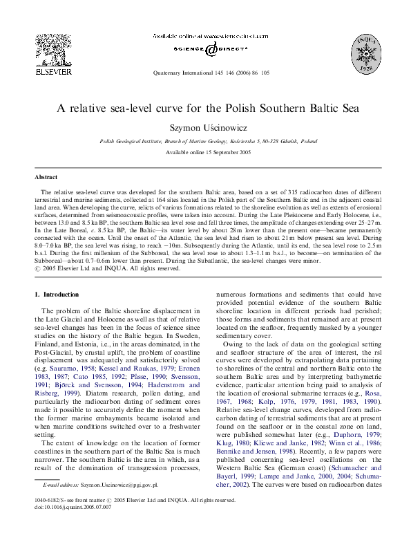 (PDF) A relative sea-level curve for the Polish Southern Baltic Sea