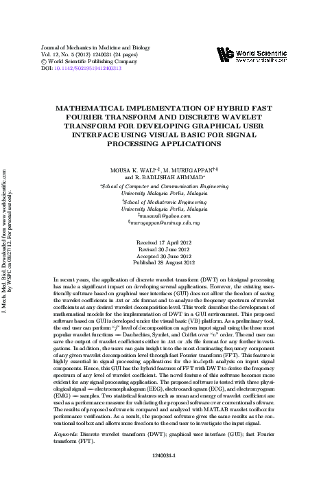 Pdf Mathematical Implementation Of Hybrid Fast Fourier Transform And Discrete Wavelet 