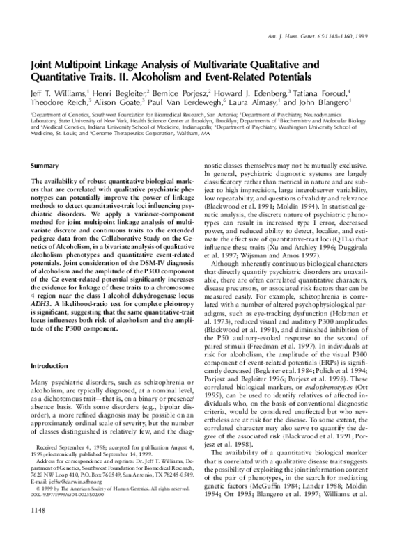 (PDF) Joint Multipoint Linkage Analysis of Multivariate Qualitative and Quantitative Traits. I ...