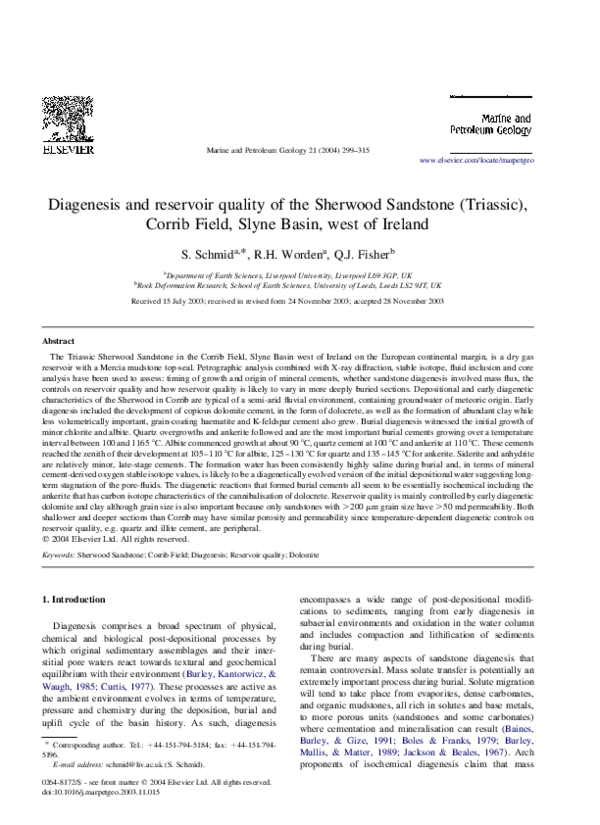 (PDF) Diagenesis and reservoir quality of the Sherwood Sandstone ...