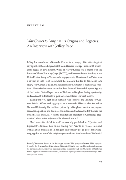 (PDF) War Comes to Long An , its Origins and Legacies: An Interview ...