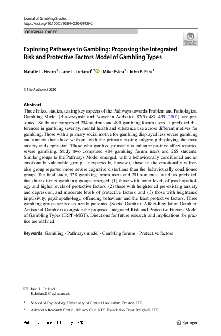 (PDF) Exploring Pathways to Gambling: Proposing the Integrated Risk and ...