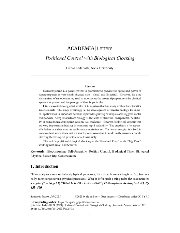 (PDF) Positional Control with Biological Clocking