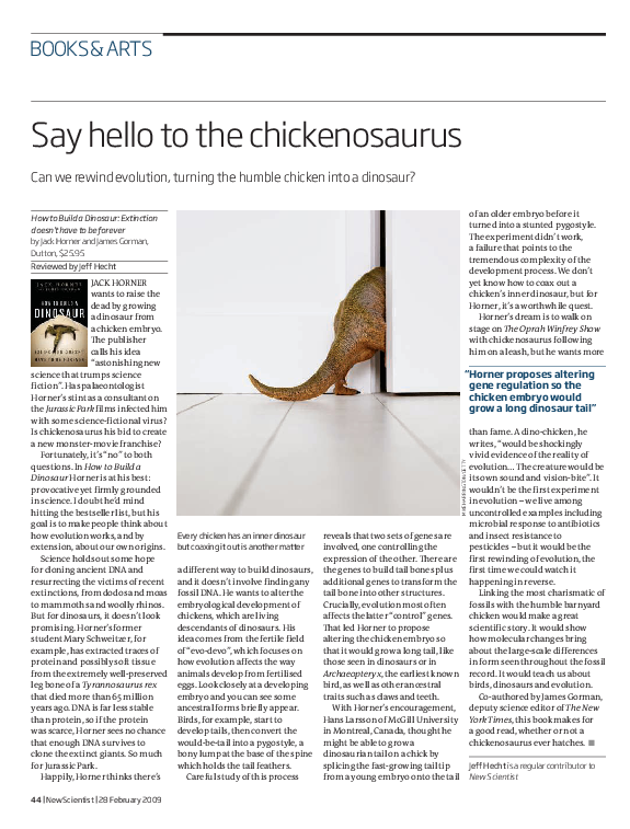 (PDF) Review: How to Build a Dinosaur by Jack Horner and James Gorman