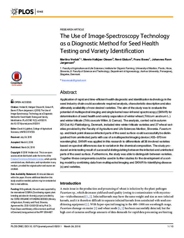(PDF) The Use of Image-Spectroscopy Technology as a Diagnostic Method ...