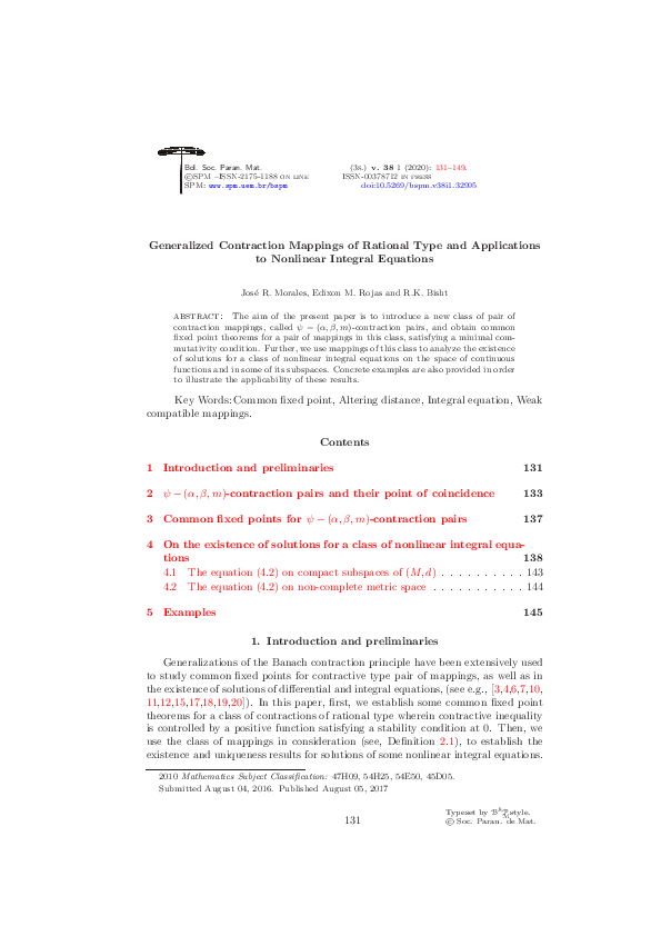 (PDF) Generalized contraction mappings of rational type and applications to nonlinear integral ...