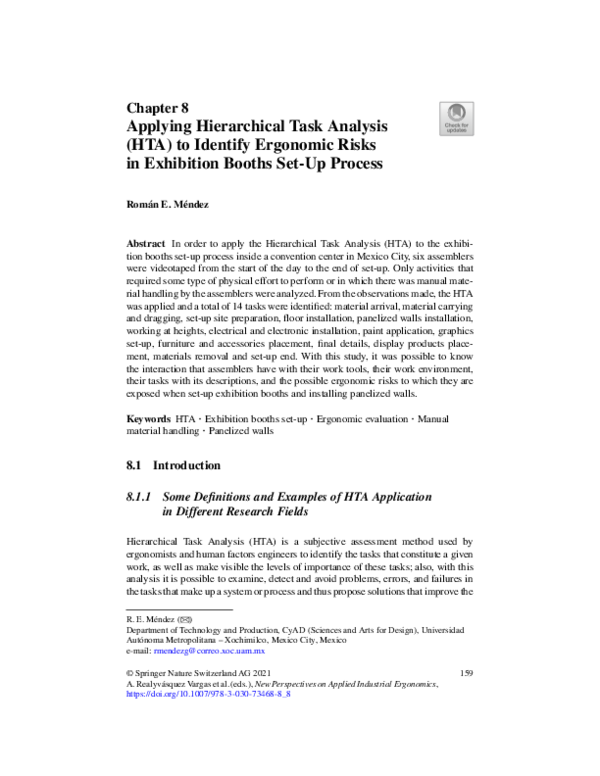 (PDF) Applying Hierarchical Task Analysis (HTA) to Identify Ergonomic ...