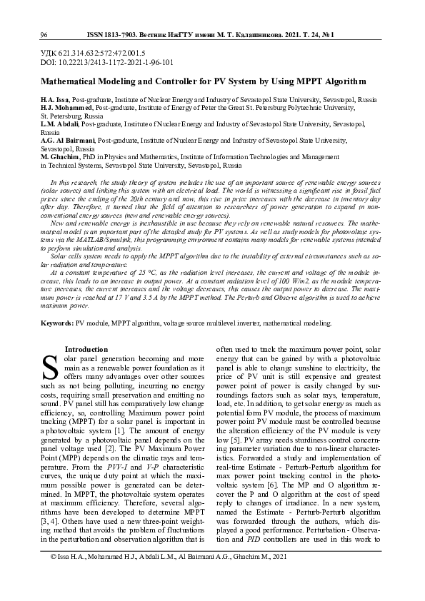 Pdf Mathematical Modeling And Controller For Pv System By Using Mppt