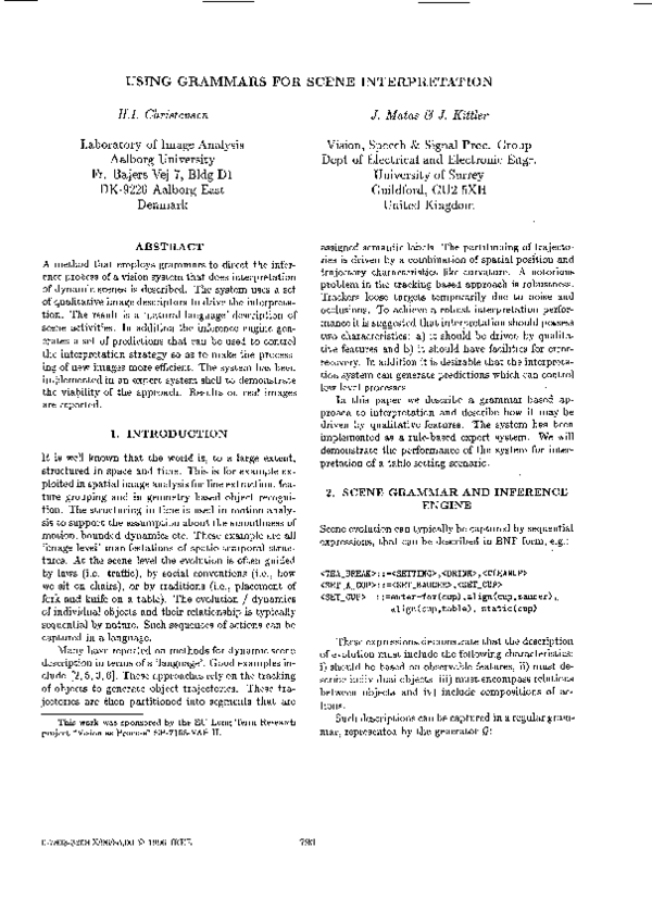 (PDF) Using grammars for scene interpretation