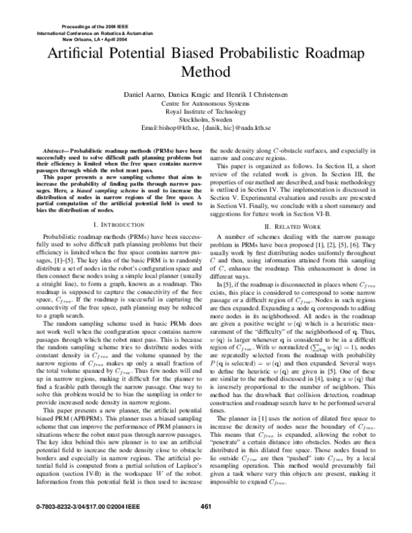 (PDF) Artificial potential biased probabilistic roadmap method