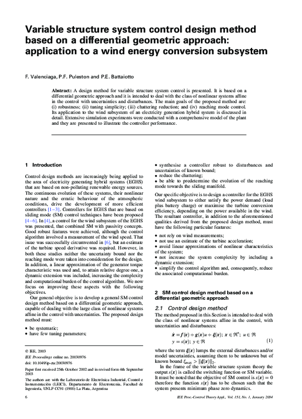 (PDF) Variable structure system control design method based on a ...