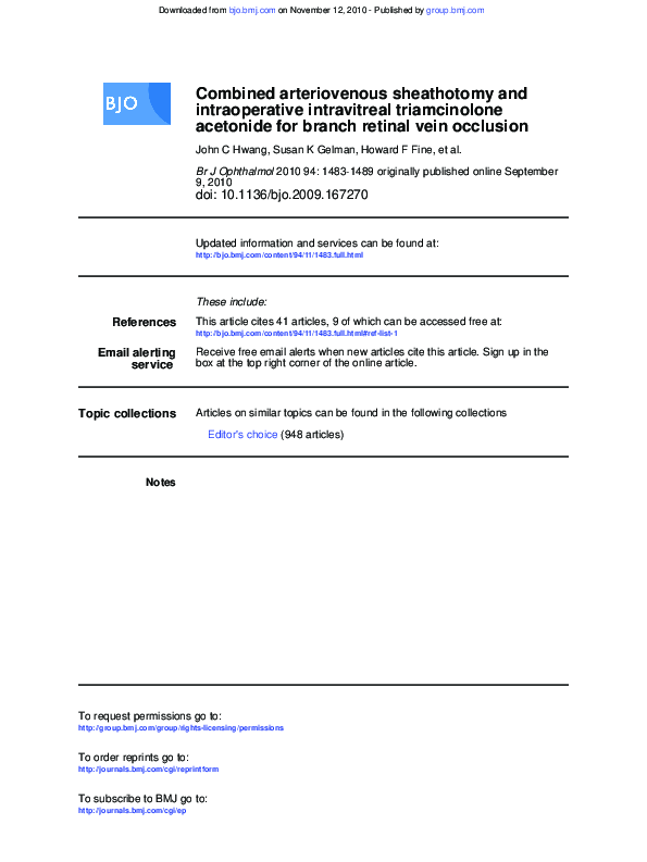 (PDF) Combined arteriovenous sheathotomy and intraoperative ...