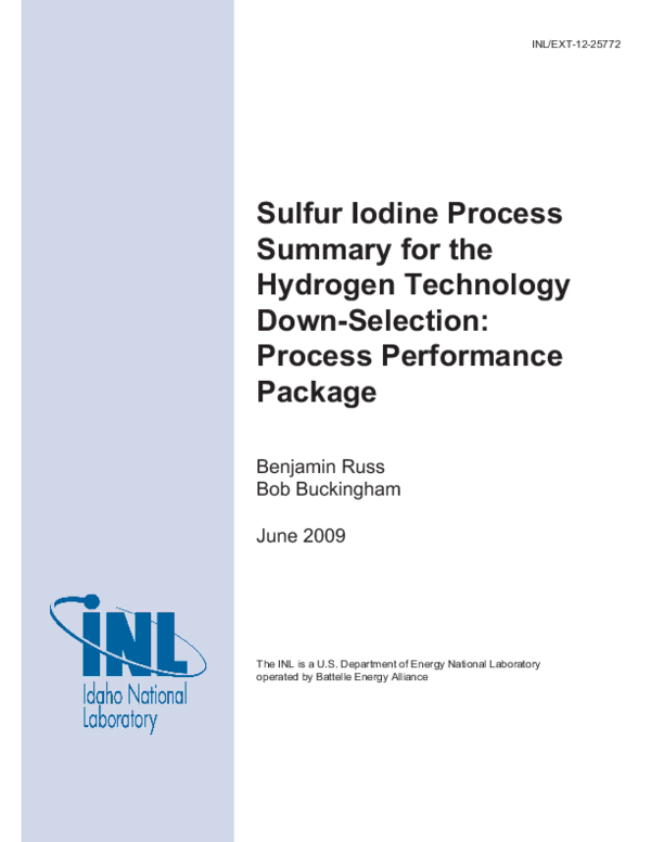 (PDF) Sulfur Iodine Process Summary for the Hydrogen Technology Down ...