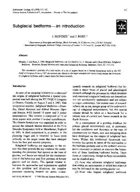 (PDF) Subglacial bedforms—an introduction