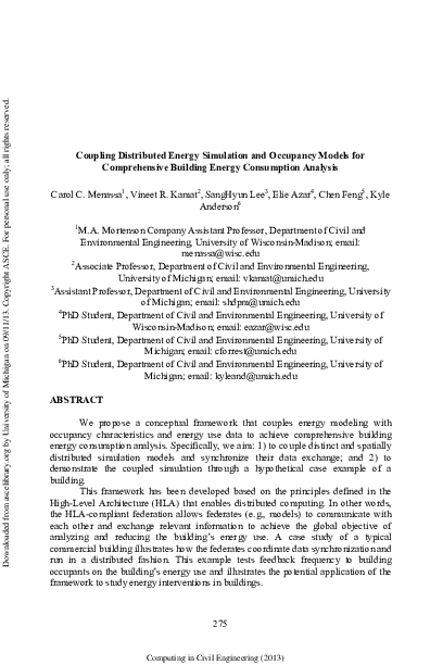 (PDF) Coupling Distributed Energy Simulation and Occupancy Models for ...