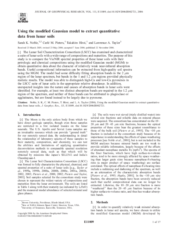 (PDF) Using the modified Gaussian model to extract quantitative data from lunar soils | Takahiro ...