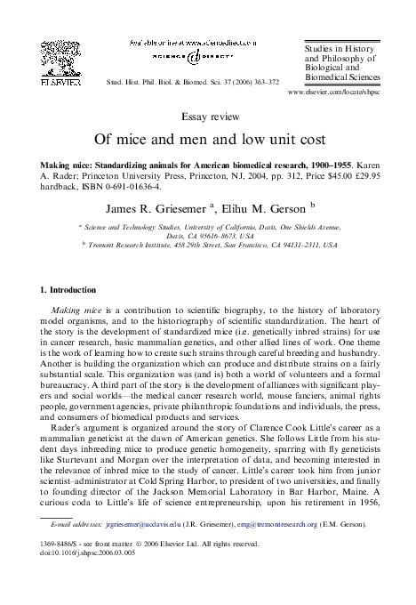 (PDF) Of mice and men and low unit cost