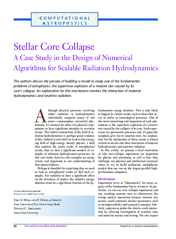 (PDF) Stellar Core Collapse: A Case Study in the Design of Numerical ...