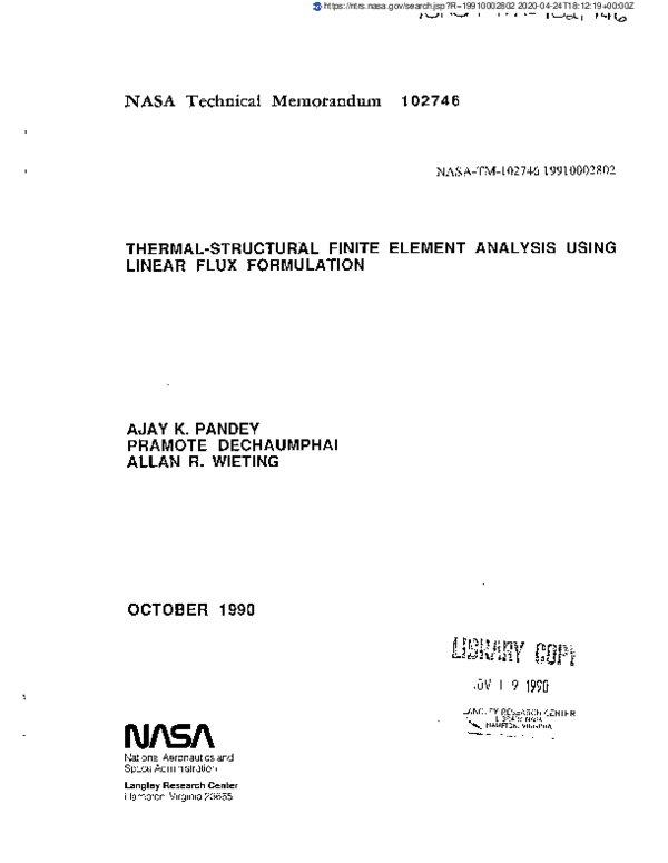 (PDF) Thermal-structural finite element analysis using linear flux ...