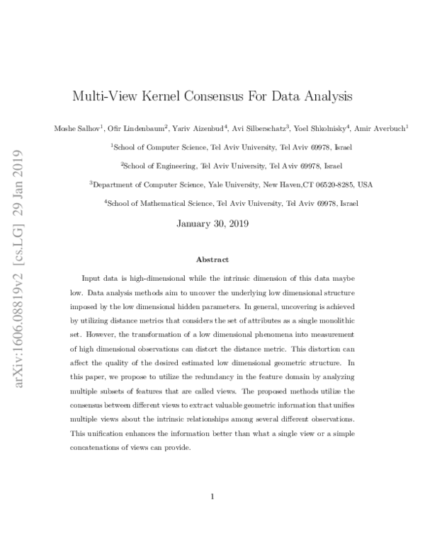 (PDF) Multi-view kernel consensus for data analysis